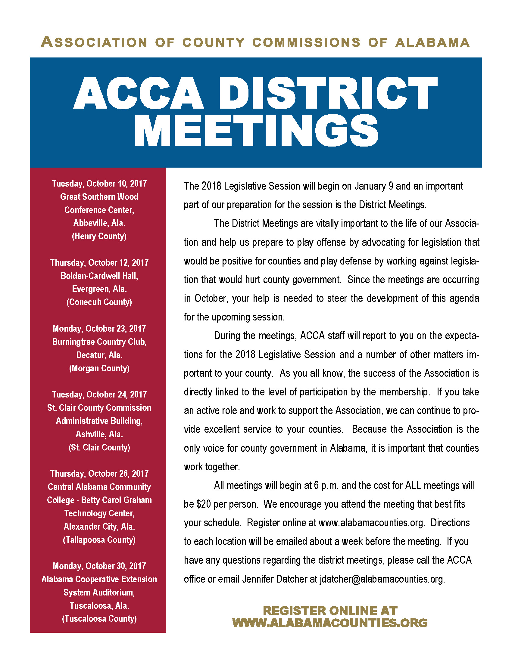 District Meetings for 2018 Regular Session | ACCA
